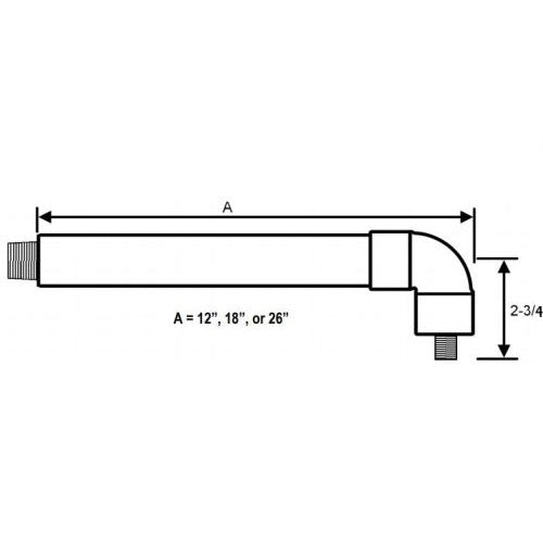 Sonoma Forge - 18 Inch Waterbridge Style Shower Arm For Exposed Shower ...